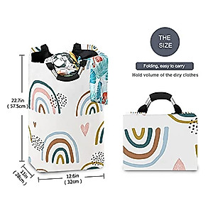 xigua Cartoon Rainbow Laundry Basket Large Laundry Hamper 72L Foldable Dirty Clothes Toys Organizer Bag with Handles for Bathroom,Bedroom,College Dorm,Kids Room