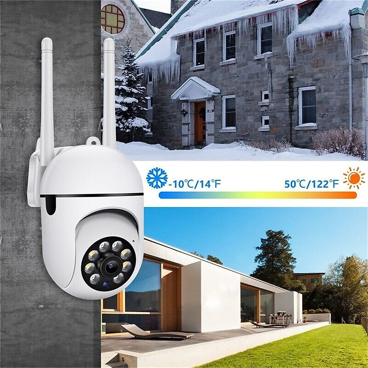 KOWVOWZ Outdoor Security Cameras, 2.4GHz & 5G WiFi Cameras for Home Security, 1080P Dome Surveillance Cameras 360° View, Waterproof with Motion Detection, 2-Way Audio (2PCS)
