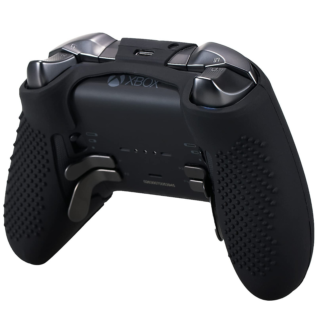 YoRHa Laser Carving Silicone Skin for Xbox Elite Series 2 Controller x 1(Skulls Red) with Exclusive Thumb Grips x 4