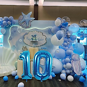 21 Balloon Number, 40 Inch Blue Foil Balloons Giant Jumbo Helium Number 21 or 12 Balloons for Boys Girls 21th 12th Birthday Decorations Anniversary Events Party Decorations (Blue)
