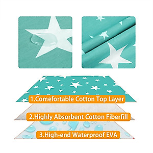 3 Pack Diaper Changing Pad, Maveek Portable Toddler Diaper Changing Pad Waterproof Baby Change Mats Premium Change Pad Liner Bed Pad Play Mat(Green&White&Blue)