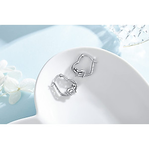 Sloth Earrings Sterling Silver Huggie Small Hoop Earrings for Sensitive Ears Sloth Jewelry Gifts for Women