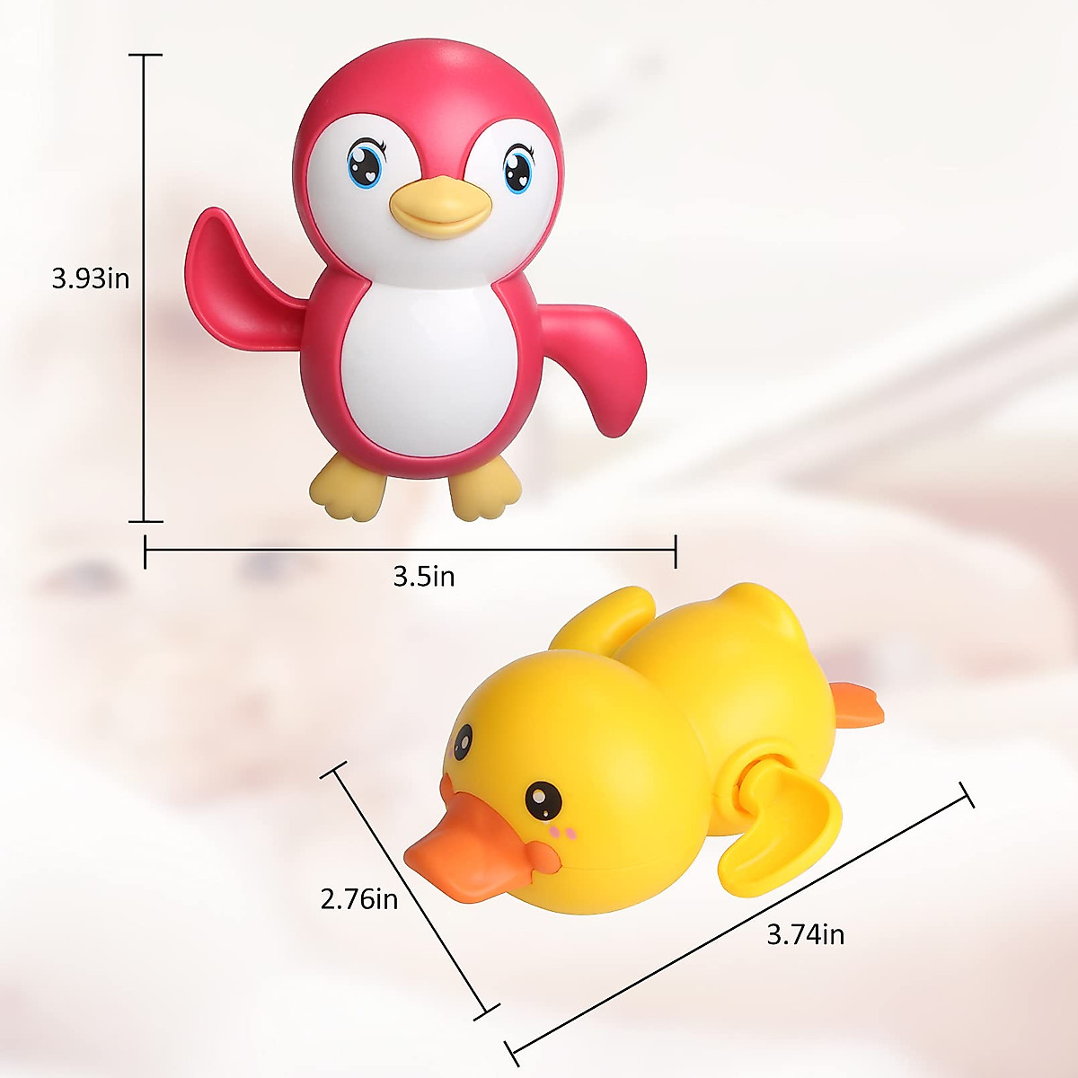 Dmeixs Baby Bath Toys 4 Pack Wind Up Bath Toys for Toddlers 1-3 Year Old Penguin Duck Bathtub Toys for Baby Floating Pool Games Water Toys Swimming Bath Toys for Toddlers Kids Boys Girls 1 Years Old