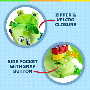 Buckle Toys - Buddy Activity Backpack - Educational Pre-K Learning Activity Toy - Zippered Pouch for Storage - Great Gift for Toddlers and Kids