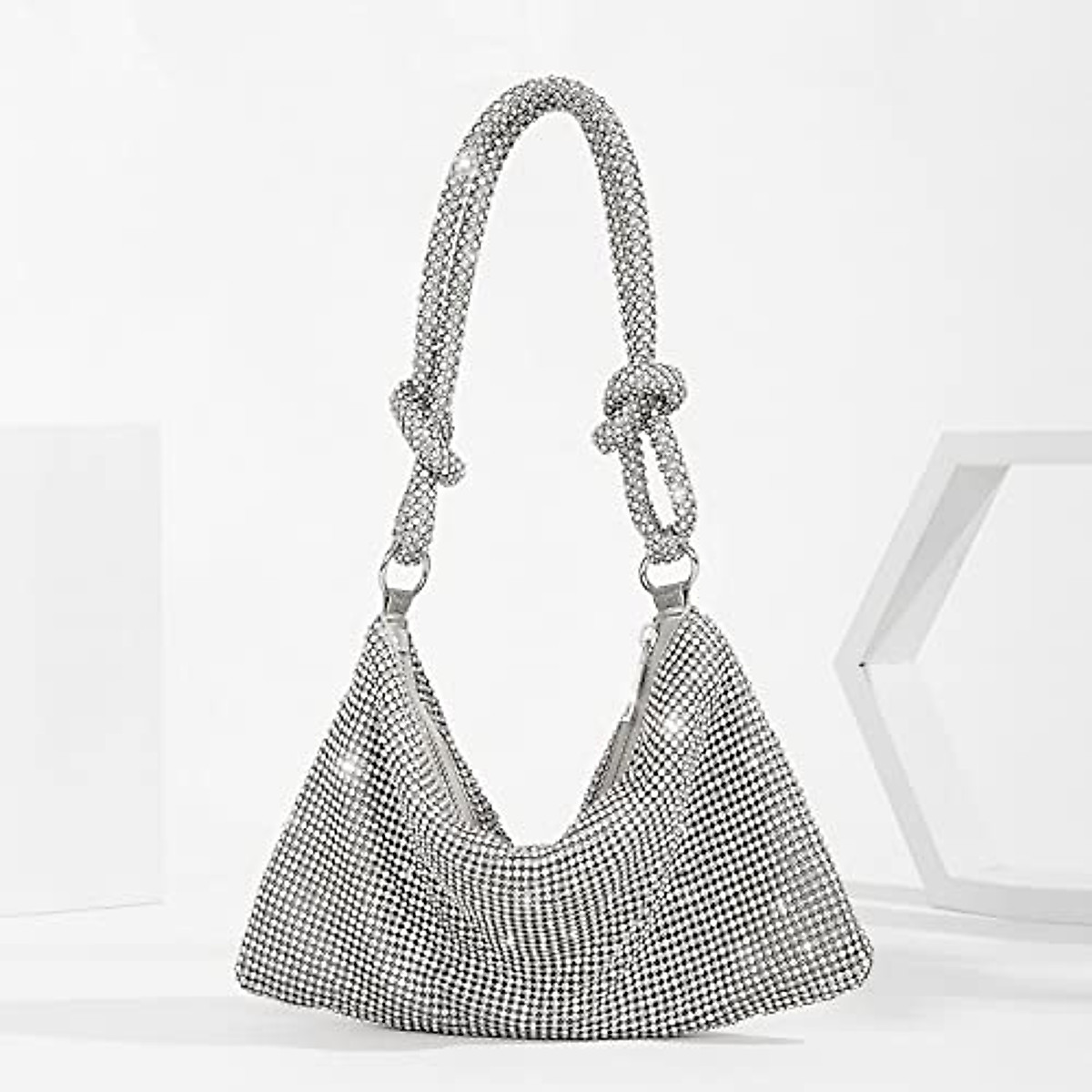 Women Rhinestone Purse Sparkly Hobo Bag Crystal Clutch Purses Shiny Handbag Shoulder Bags for Party Evening Prom Wedding