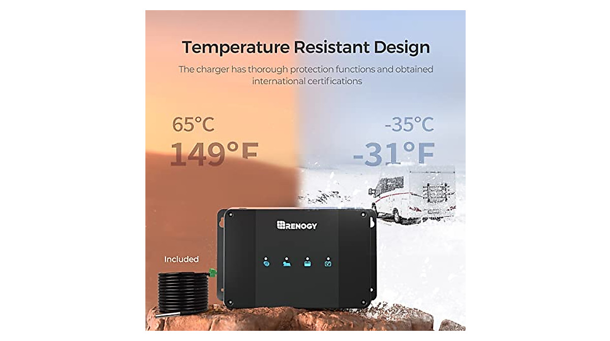 Renogy 12V 50A DC to DC Battery Charger with MPPT, On-Board Battery for Gel, AGM, Flooded and ...