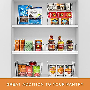 Sorbus 3 Pack Snack Organizer Bins w/Lids & 4 Removable Dividers, Clear Plastic Food Packet Organizer, Multi-Use Stackable Pantry Organization, Kitchen Storage, Fridge Bins, Sturdy Cabinet Organizers