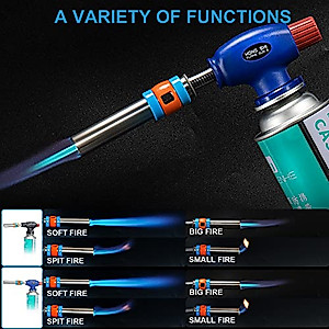 Yqlinnn 2 Pcs Butane Torch Kitchen Blow Lighter, Adjustable Nozzle Direction and Flame Size, Kitchen Torch Lighter Fits All Butane Tanks Ideal for Baking, Barbecue & Camping (Butane Gas Not Included)
