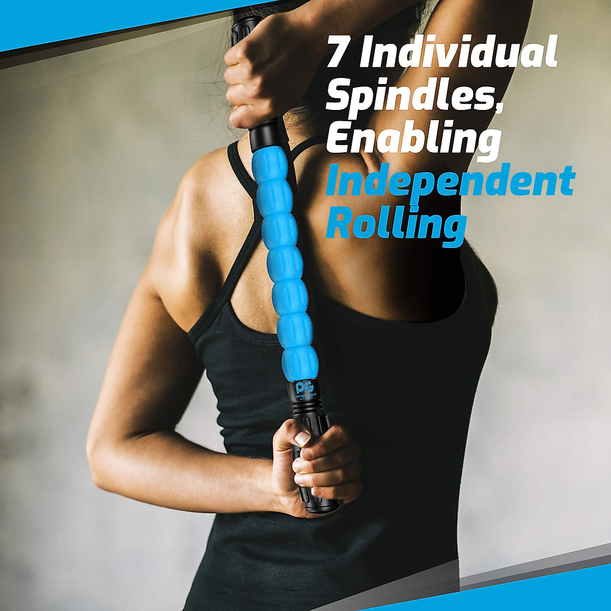 Massage Roller Stick Pro - Best Body Roller for Muscles Deep Tissue, Sore Calf, Cramps, Back Tightness, Knots, Myofascial Release Physical Therapy, Recovery - Muscle Roller Stick for Athletes (Blue)