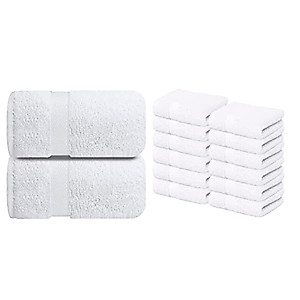 Premium White Bath Sheets Towels for Adults – 2 Pack Extra Large Bath Towels 35x70-100% Soft Cotton + Washcloths Set – Pack of 12, 13x13 Inches 100% Cotton Wash Cloths for Your Body and Face Towels