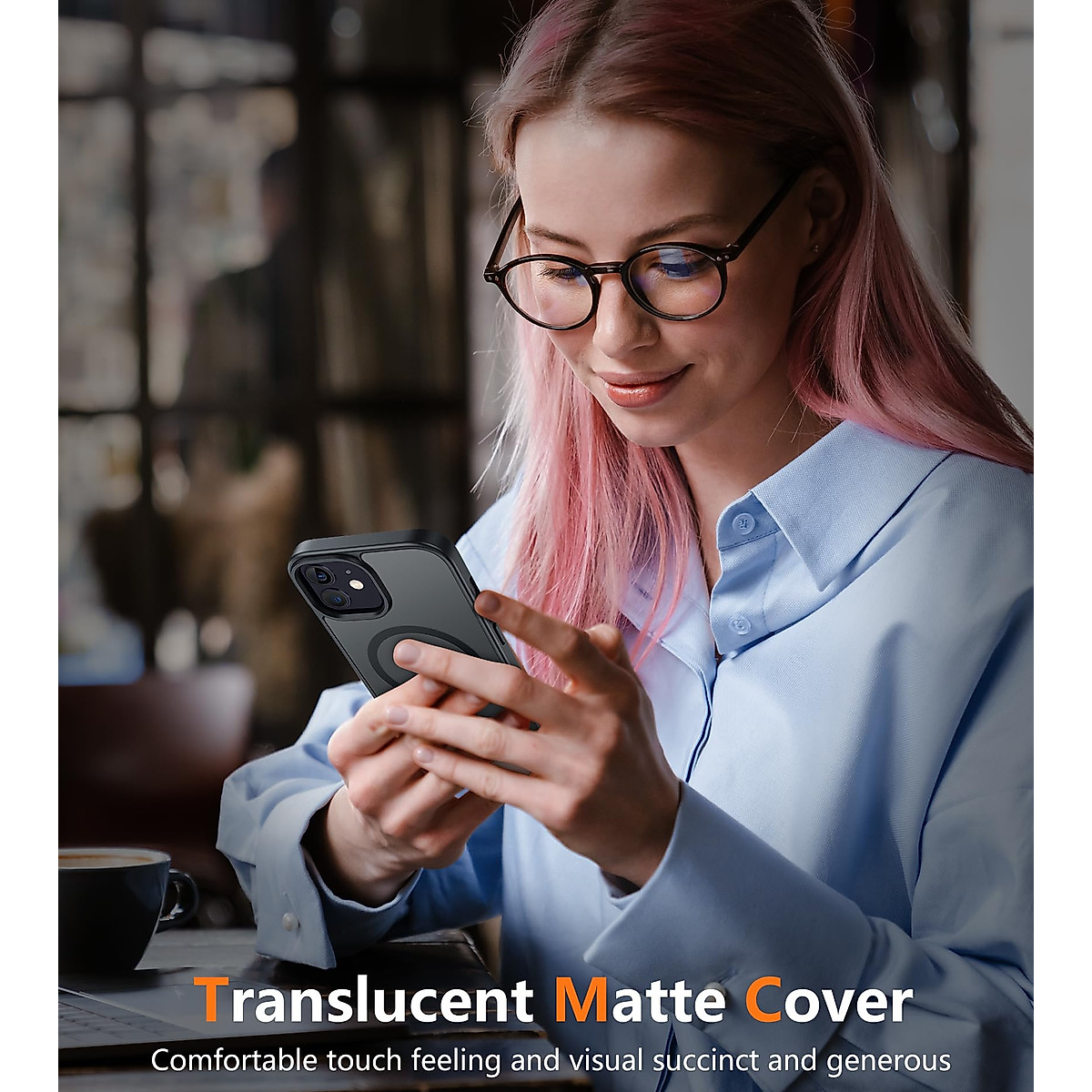 FNTCASE for iPhone 12 Phone Case: for iPhone 12 Pro Magnetic Matte Textured Military Grade Drop Protection Translucent Cell Cover - Slim Durable Shockproof Protective Bumper