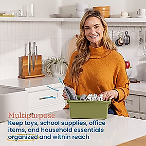 ECR4Kids Scoop Front Storage Bin, Multipurpose Organization, Fern Green, 5-Piece