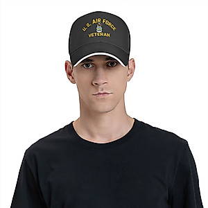 U.S. AIR Force Veteran Unisex Classic Baseball Cap Sandwich Cap Plain Dad Cap Adjustable Casquette Hat Black