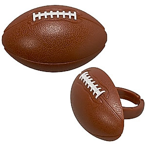 DECOPAC 3D Football Rings, Cupcake Decorations, Food Safe Cake Toppers – 24 Pack, Multicolor