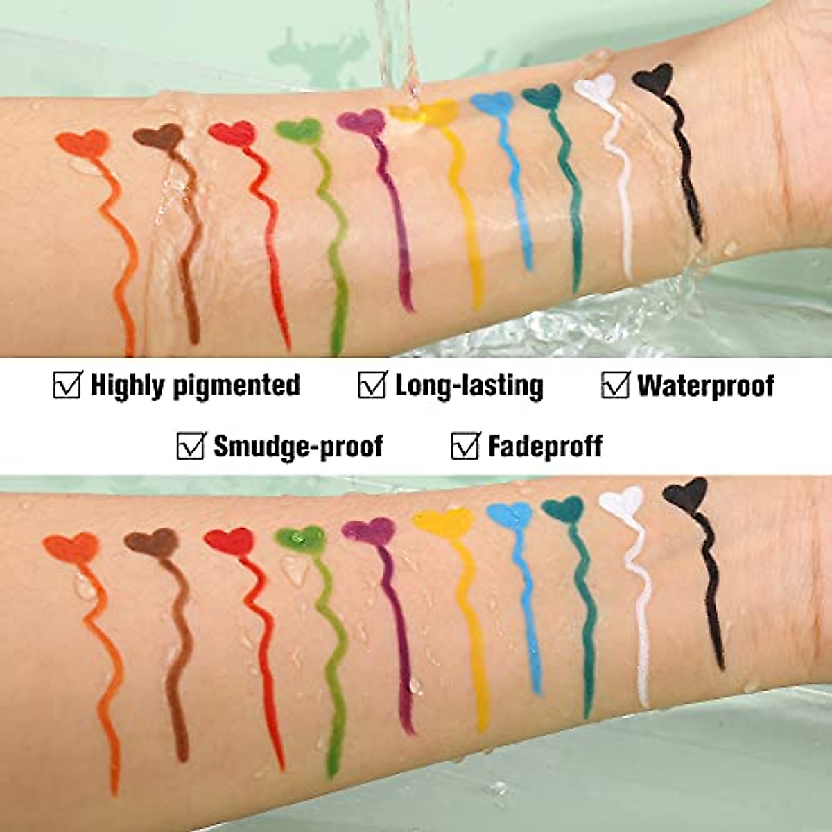SUSIKEKI 10pcs Colored Gel Eyeliner Pencil Set With Sharpeners Waterproof Long Lasting Eye Liners For Women Retractable Eye Makeup Pen White Black Brown Rainbow Neon Matte Eyeliners Gift Sets