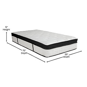 EMMA + OLIVER Astor 12 Inch CertiPUR-US Certified Memory Foam Pocket Spring Mattress, Twin Mattress in a Box