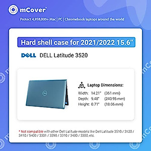 mCover Case ONLY Compatible for 2021-2023 15.6" Dell Latitude 15 3520 3530 Series Laptop Computer (NOT Fitting Other Dell Models) - Aqua