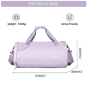 Gym Bag for Women Mens with Wet & Shoe Compartment,Small Duffle Bag for Travel Sport Gym Tote Bags Workout Bag Overnight Weekender Bag Carry on Travel Bag PURPLE
