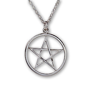 Pentacle Pentagram Polished Silver Finish Medieval Renaissance Pendant Necklace