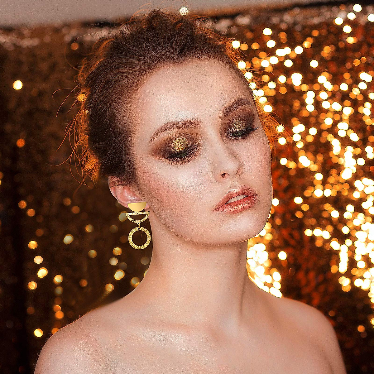 80 Pieces Gold Plated Earring Posts Earring Studs with Loop Hole Heart Star Shaped Earring Studs for Jewelry Earring Making, Assorted Shapes