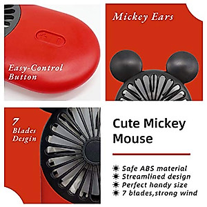 LACOVIA Cute Personal Mini Fan, Handheld & Portable USB Rechargeable Fan with Beautiful LED Light, 3 Adjustable Speeds, Finger Holder, Perfect for Indoor or Outdoor Activities, Cute Mouse (Yellow)