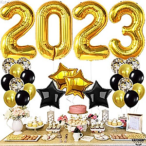 Big, 40 Inch Gold and Black 2023 Balloons Set - Graduation Decorations | Gold and Black Graduation Party Decorations | 2023 Numbers Balloons for Graduation Party Supplies, Class of 2023 Decorations