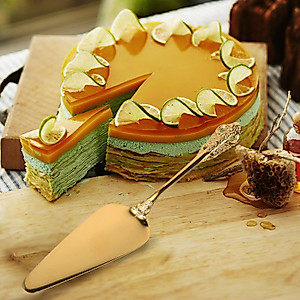 CALLARON Wedding Decor Stainless Steel Cake Server Pie Server Cake Knife Pizza Cutters Scraper Tart Dessert Slicer Cake Silvery Serving Spatulas For Wedding Birthday Loaves Egg Butter Vintage Decor