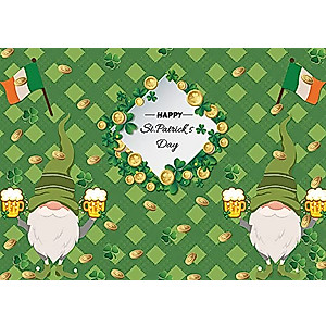 Happy St. Patrick's Day Photography Backdrop Dwarf Lucky Irish Green Shamrock Photo Background for Children Family Irish Festival Celebration Party Decor Banner 5x3ft