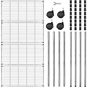 4-Tier Heavy Duty Storage Shelving Unit 1000Lb Capacity,Chrome,35.43" D x 17.72"W x 61.02" H inch