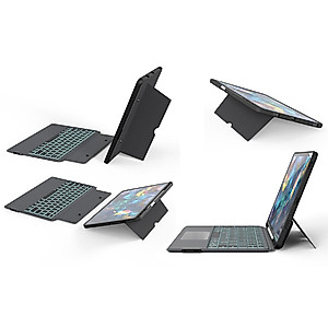 HEAPAO Galaxy Tab S7 FE/S7 Plus/S8 Plus Case with Detachable Keyboard - 7 Color Backlit, Smart Touchpad, Multi-Angle Stands - Keyboard Cases for 12.4" Samsung Galaxy Tab S8+ 2022/S7 FE 2021/S7+ 2020