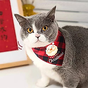 IDOLPET Dog Christmas Outfit Bandanas Hat Classic Plaid Pet Dog Christmas New Year Holiday Bandana Scarf Triangle Bibs Kerchief Costume Accessories for Small Medium Large Dogs Cats Pets (Red)…