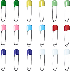 50 Pcs Diaper Pins, Plastic Head Safety Pin with Safe Locking Closures (Colorful)