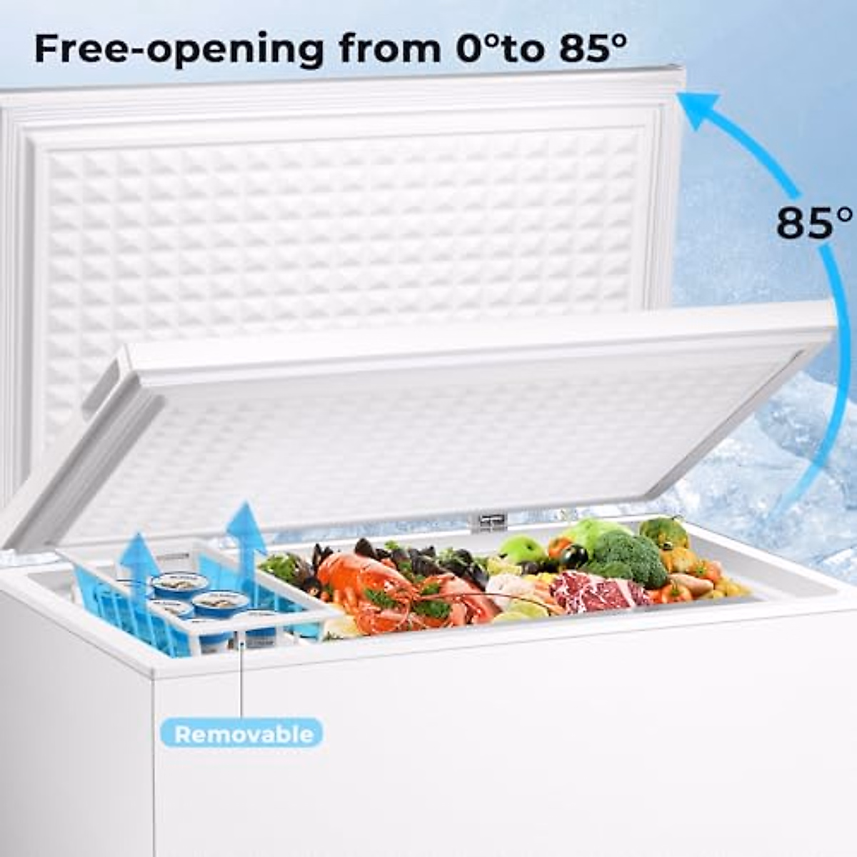 Electactic Chest Freezer 3.5 Cubic Feet Compact Freezer with 2 Removable Baskets, Free Standing Top open Door Deep Freezer, Adjustable Temperature for Home Dorm, Bar, Basement, Kitchen (White)