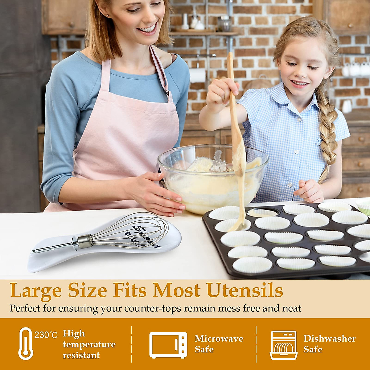 JANEAST Ceramic Spoon Rest For Kitchen Counter,Spoon Holder for Stove Top，perfect size for Cooking, Ladles, Tong, Coffee Spoon Rest, Heat-Resistant Cooking Utensil Rest, Counter Protection (large)