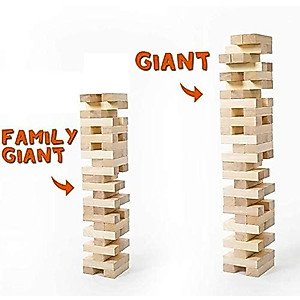Gentle Monster Giant Tumble Tower with Dice & Game Board, 56 Pcs Large Size Wooden Stacking Game, Classic Outdoor Games for Adult Kids Family (Jumbo 56pc)