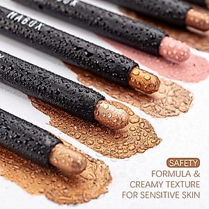 Mabox Eyeshadow Stick 3Pcs - Neutral and Brown Metallic Eye Shadow Stick Makeup - Creamy & Waterproof Eyeshadow Brightener Pencil for Smoky, Luminous and Metallic Eye Makeup