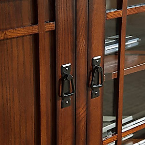 Leick Home 82350 Solid Wood Mission Oak Three Door TV Stand For 55" TVs Universal TV Console Living Room Storage Shelves Entertainment Center, Mission Oak