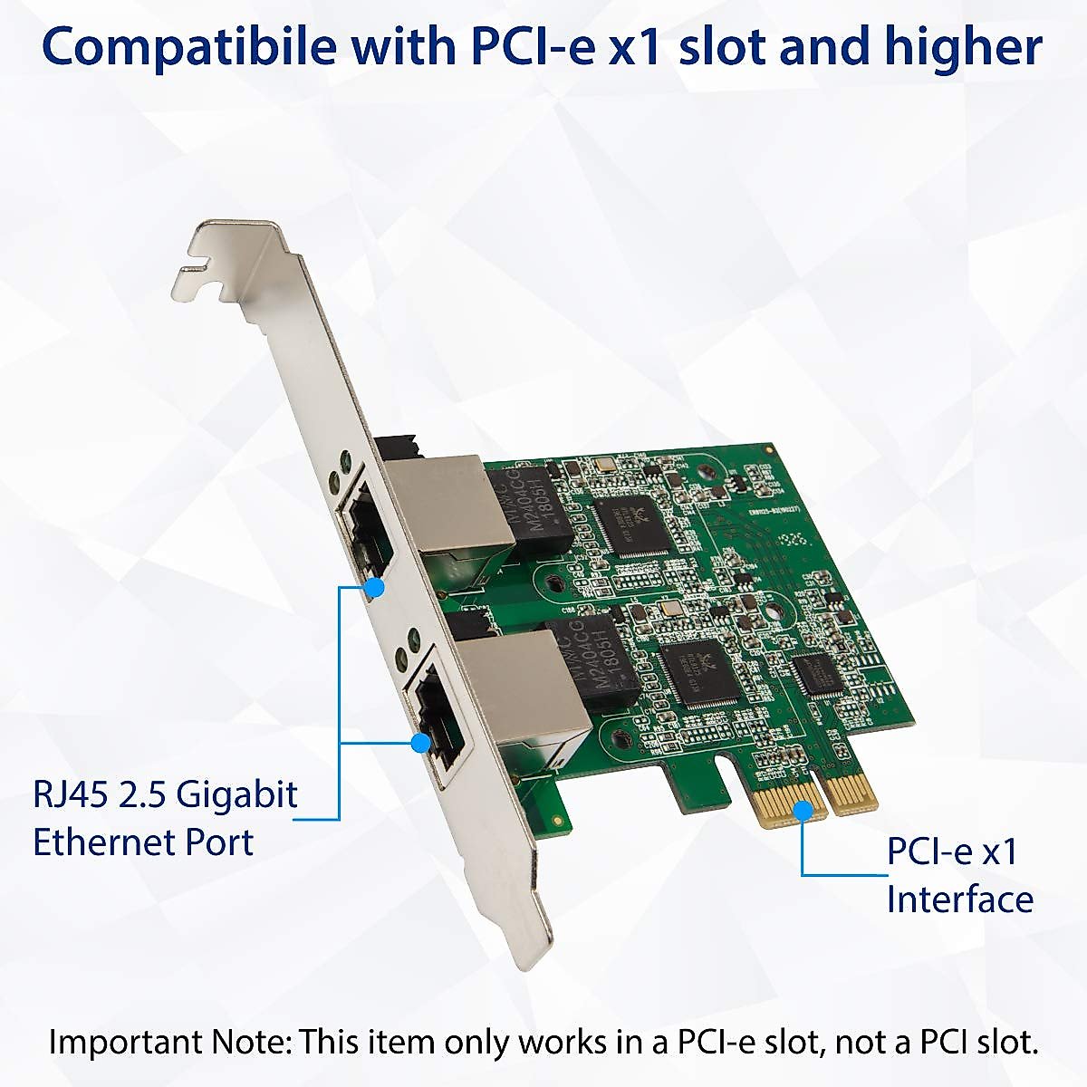 Syba Dual 2.5 Gigabit Ethernet PCI-E Network Expansion Card RJ45 LAN Adapter Low Profile Bracket SD-PEX24066