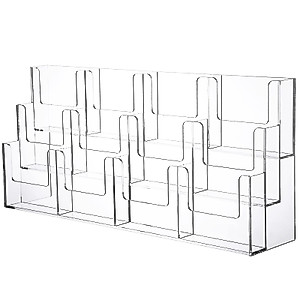 Kigley Acrylic Brochure Holder Pamphlet Brochure Display Stand Tabletop Greeting Card Display Flyer Holder Clear Literature Holder for Pamphlet, Document, Sign, Folders(12 Pockets, 12 Pockets)