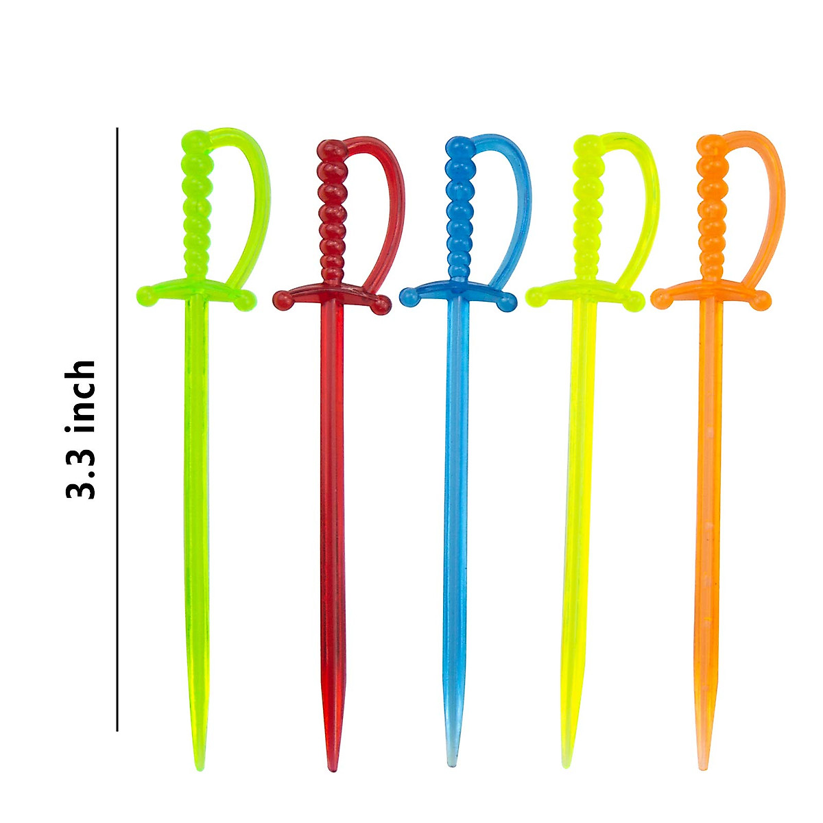 ODDIER 100PCS 3.3 Inch Plastic Sword Toothpicks Picks for Appetizers, Fruit Fork Cocktail Sticks Disposable, Cocktail Sticks and Cocktail Picks for Drinks,Multicolor