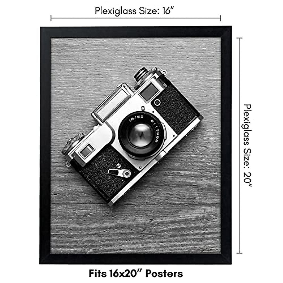 Americanflat 16x20 Poster Frame in Black - Composite Wood with Polished Plexiglass - Horizontal and Vertical Formats for Wall with Included Hanging Hardware