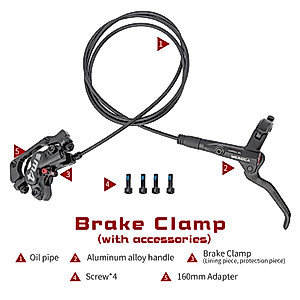 MEROCA M4 4-Piston Mountain Bike Hydraulic Disc Brakes Left Front 800mm Right Rear 1400mm Hydraulic Brake Ebike Hydraulic Brakes Bike Disc Brake