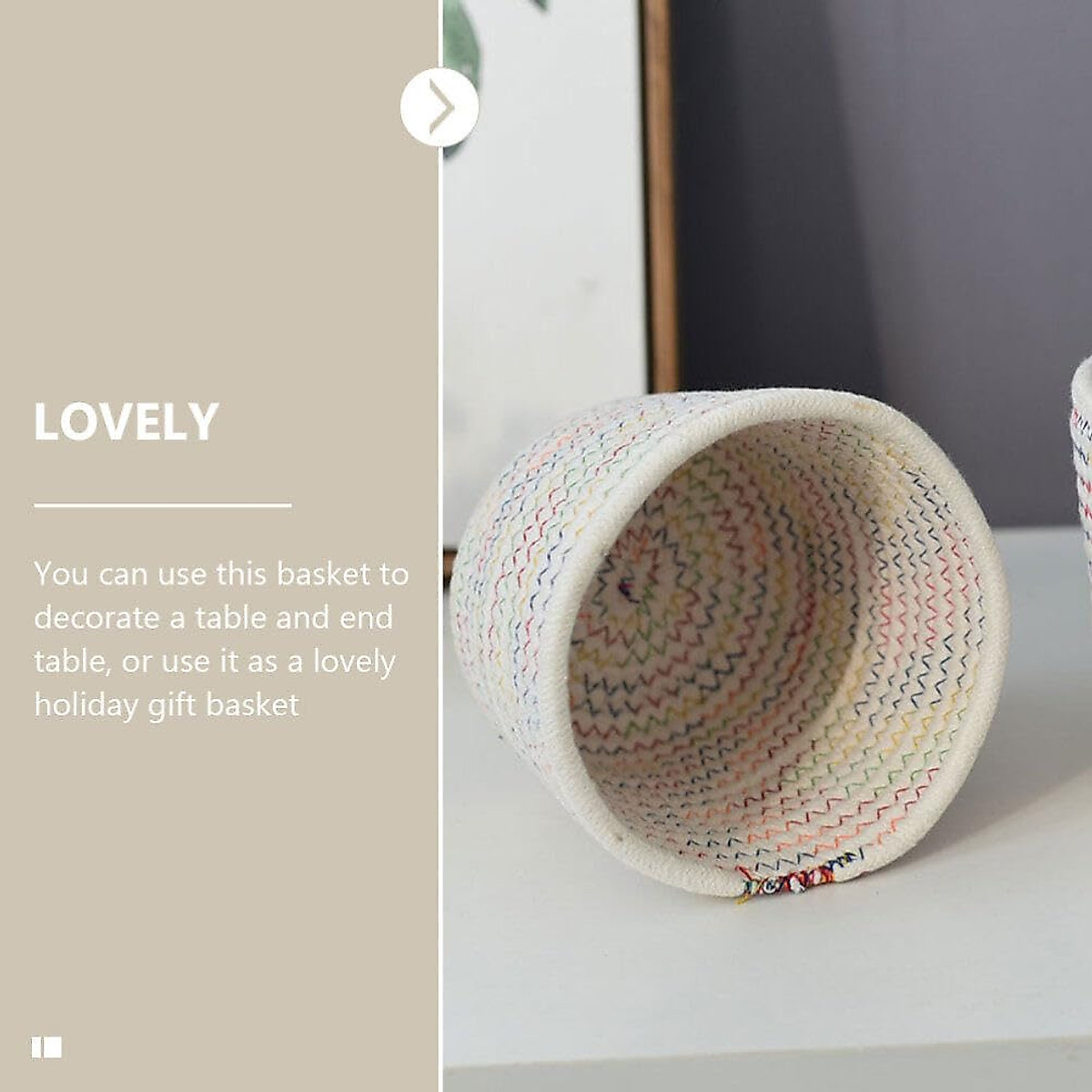 Alipis desktop storage basket toy storage bins with lids woven rope storage baskets Small Desktop Storage baskets with lids woven key baskets white Woven Basket child cotton rope Rattan