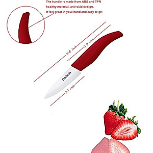 Ceramic Knife Set Color Ceramic Knives Set with Stain Resistant 6 inch Chef Knife, 5 inch Steak Knife, 4 inch Fruit Knife, 3 inch Sushi Knife, Peeler