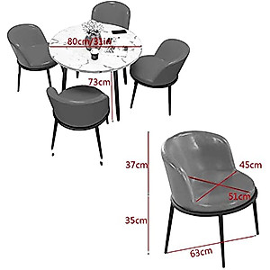 Kitchen Table Set, Conference Reception Room Coffee Table with Chair, 80cm Solid Wood Round Table Contemporary 1 Table 4 Chairs Cotton and Linen Cloth Office Hotel Restaurant Upholstered Backrest ( Co