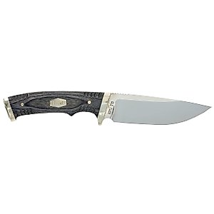 Old Timer Heritage Series 169OT 10.25in Fixed Blade Knife with Stainless Steel Drop Point Blade, Laminate Wood Handle, Full Tang Design, and Leather Sheath for Hunting, Camping, EDC, and Outdoors