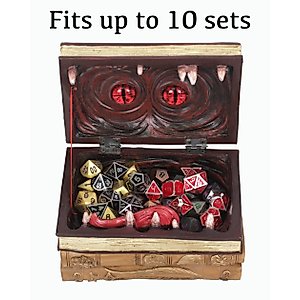 Forged Dice Co Dice Box Mimic Chest - Tomes of Terror - Container Holds up to 10 Sets of Polyhedral Dice - Dice Storage Box Fits Polyhedral Metal Dice D&D Miniatures - Dungeons and Dragons Accessories