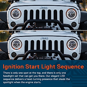 TRUE MODS 7 Inch Round LED Headlight Black H6024 2d1 High Low Sealed Beam [DOT] HALO DRL Turn Signal Replacement for Jeep Wrangler JK JKU TJ CJ Chevy Ford Nissan Hummer H1 H2 Land Rover Defender Mazda
