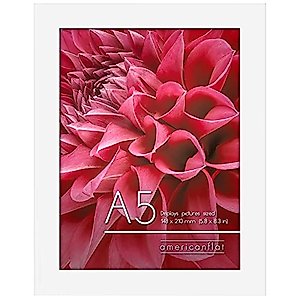 Americanflat A5 Picture Frame in White - Composite Wood with Shatter Resistant Glass - Horizontal and Vertical Formats for Wall and Tabletop - 5.8 x 8.3 in