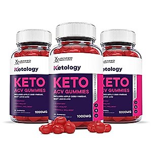 Justified Laboratories (3 Pack) Ketology Keto ACV Gummies 1000MG with Pomegranate Juice Beet Root B12 180 Gummys